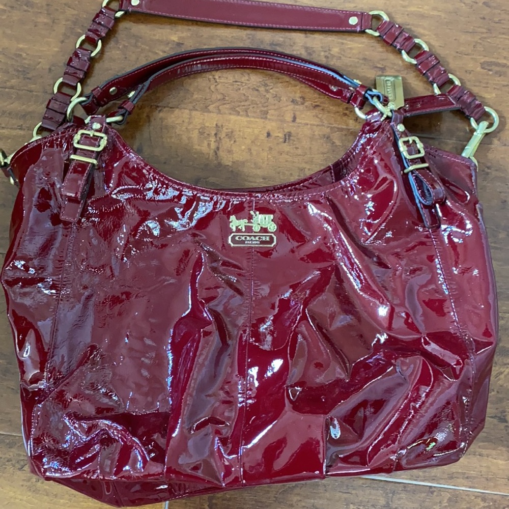 Coach Madison Burgundy Patent Leather Satchel - Gem